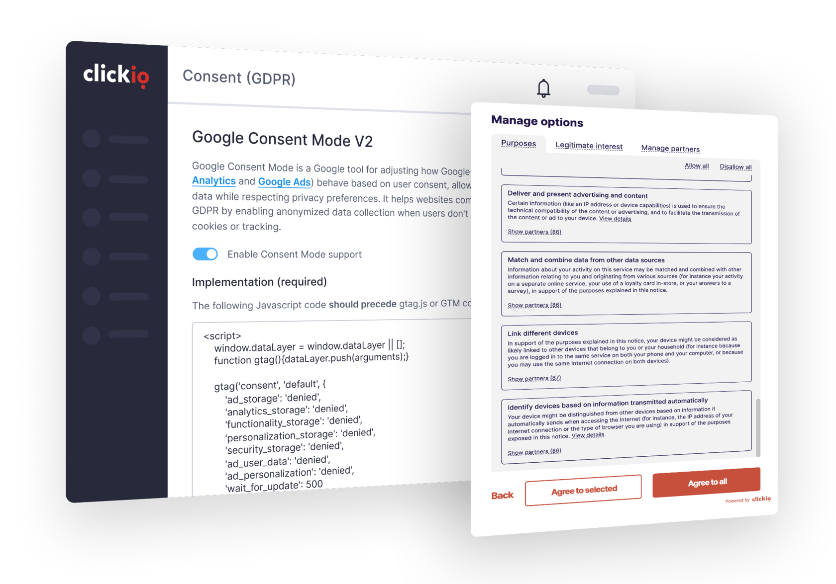 Activate Consent Mode v2 | Clickio Consent